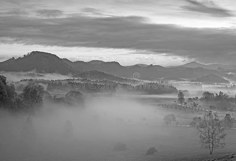 Hilly landscape with fog stock image. Image of haze, mountain - 48768747