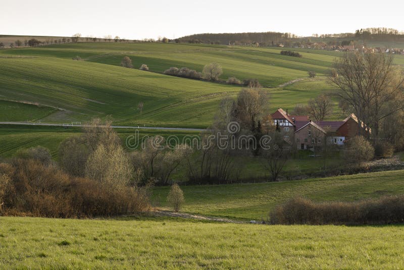 Hilly Landscape and Country Town in Lower Saxony Stock Photo - Image of ...