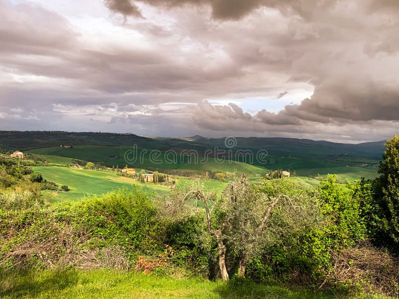Hilly landscape at sunset stock photo. Image of landscape - 146957920