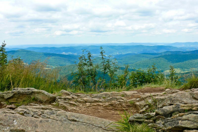 Hilly Meadows and Rocky Hills of Bieszczady Mountains, Pol Stock Image ...