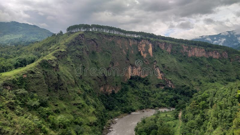 This Hilly River Has a Beautiful Hill on Its Side. Stock Image - Image ...