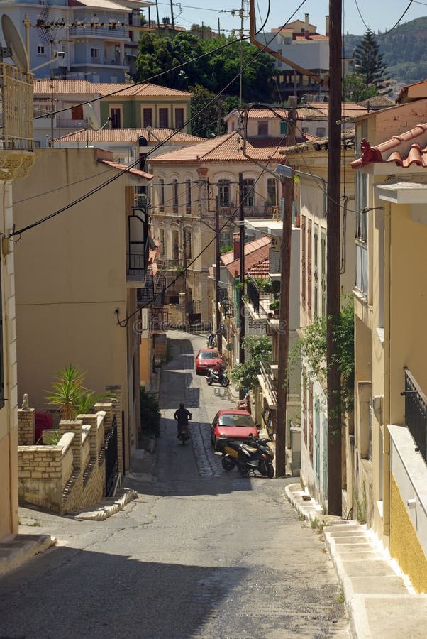 Hilly Road in Samos City - Samos Island Stock Image - Image of island ...