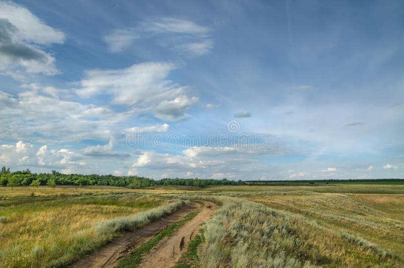 Russian steppe stock photo. Image of road, serene, outside - 105160938