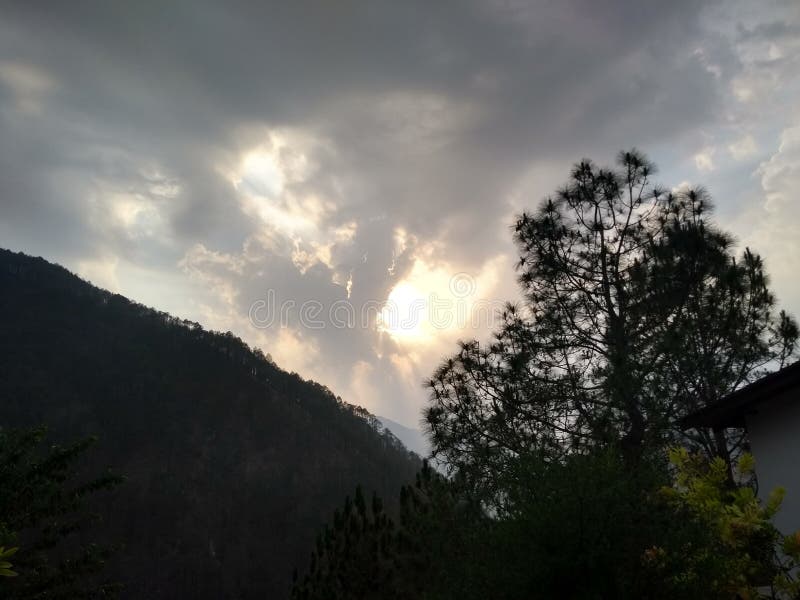 Hilly Sunset stock image. Image of mountains, deodar - 118945107