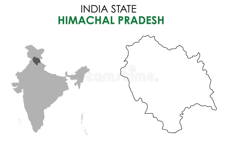 Himachal Pradesh Map of Indian State. Himachal Pradesh Map Vector ...