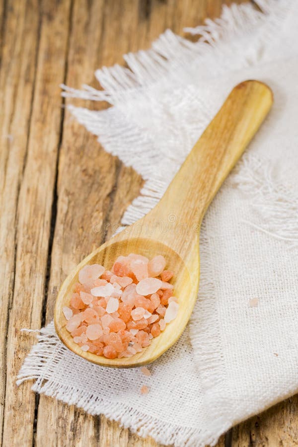 Himalayan Pink Salt in Container, Healthy Mineral Stock Image - Image ...