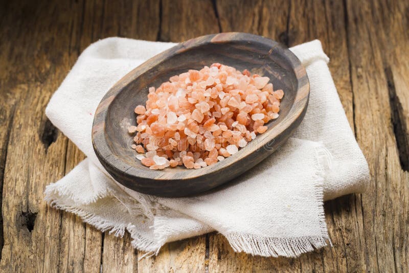 Himalayan Pink Salt in Container, Healthy Mineral Stock Image - Image ...