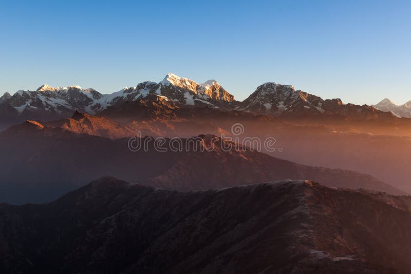 Himalayan Range View from Pikey Peak, Himalayas. Stock Image - Image of ...