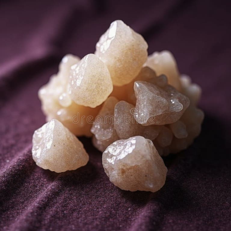 Himalayan Rock Salt Crystals on a Deep Plum Colored Fabric, Rustic ...