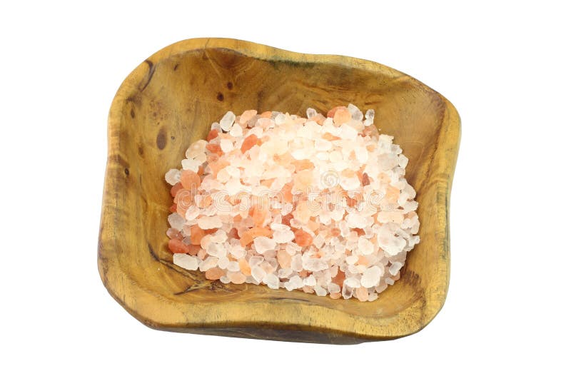 Himalayan Rock Salt in Teak Wood Bowl Stock Image - Image of crystal ...