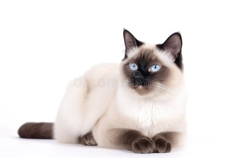 Himalayan Siamese Cat on White Background. Copy Space. Generative AI ...