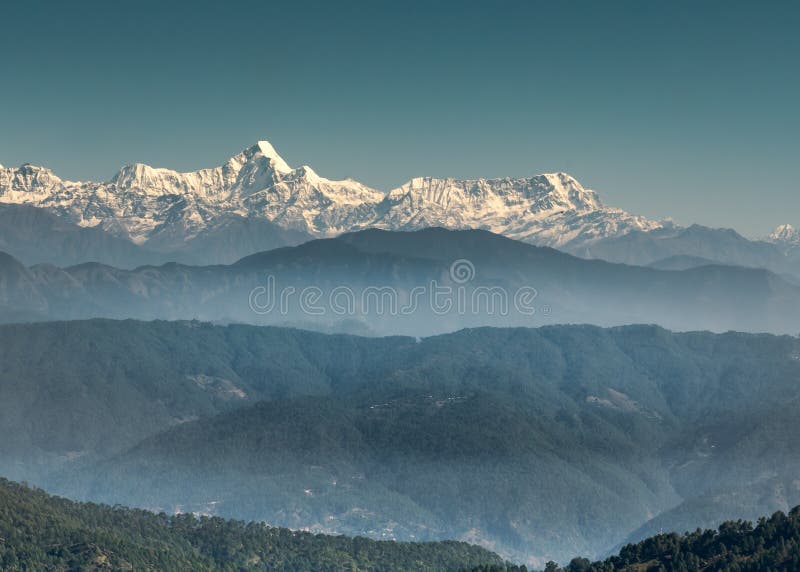 Himalayan View from Kausani Overlooking the Entire Range Stock Photo ...