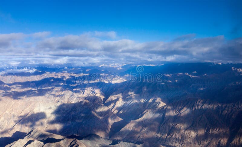 Himalayas Mountains Aerial View Stock Photo - Image of snowcapped ...