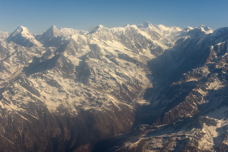 Himalayas Ridge Aerial View on Nepal Stock Image - Image of mountains ...