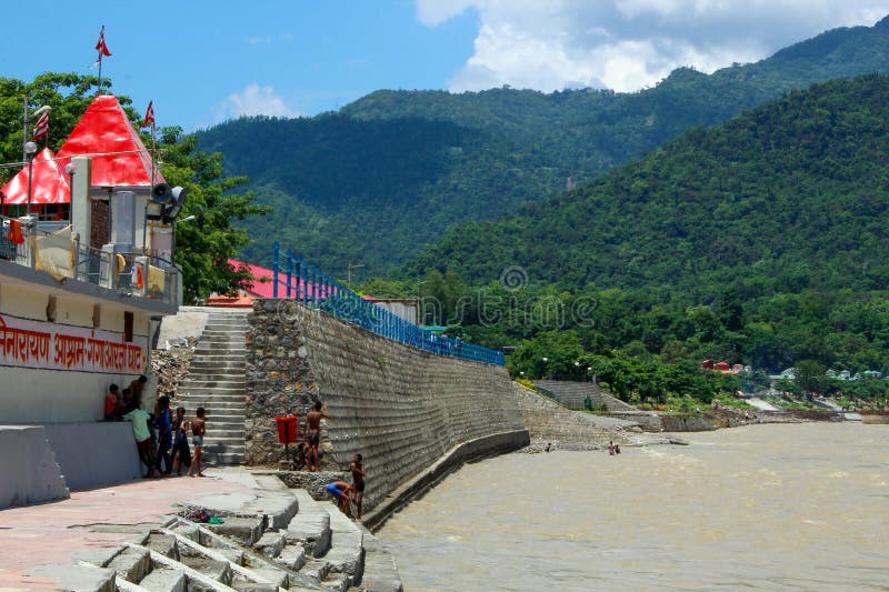 Himalayas and the Sacred River Ganga in the Town of Rishikesh, India ...