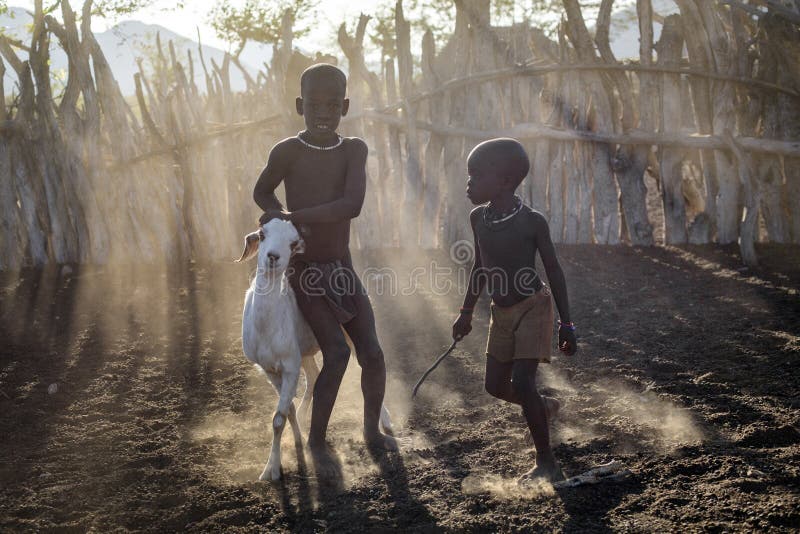 Himba Boys, Indigenous Namibian Ethnic People, Africa Editorial Stock ...