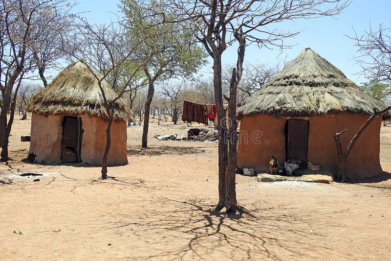 Himba Tribe Village, Outjo, Namibia Stock Photo - Image of safari ...