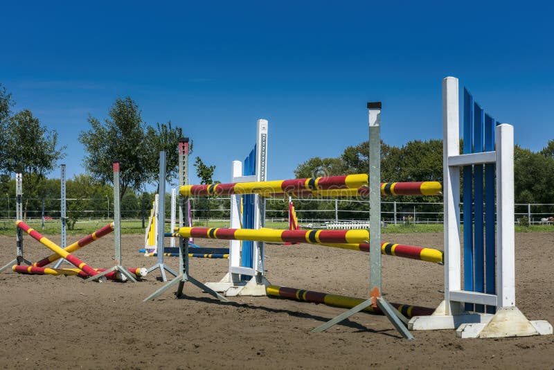 Obstacle Course on a Training Field for Riders Stock Photo - Image of ...