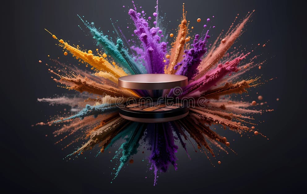 Colorful Makeup Powder Explodes Around a Cosmetic Palette by AI ...