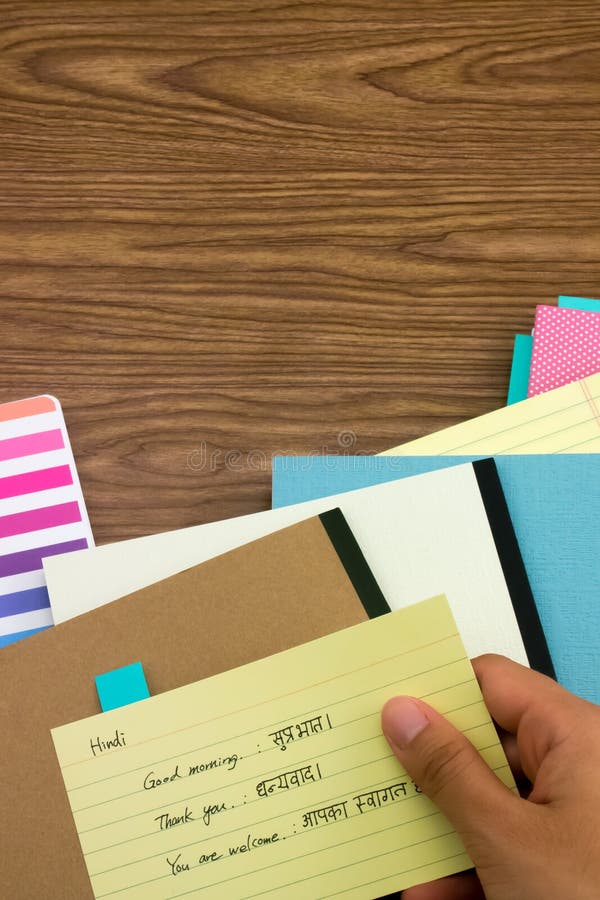 Hindi; Learning New Language Writing Words on the Notebook Stock Image ...