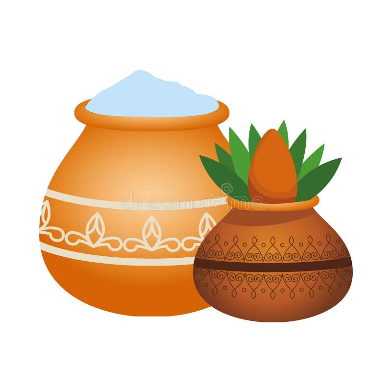Hindu Ceramic Pot with Rice and Candle Decoration Hanging Stock Vector ...