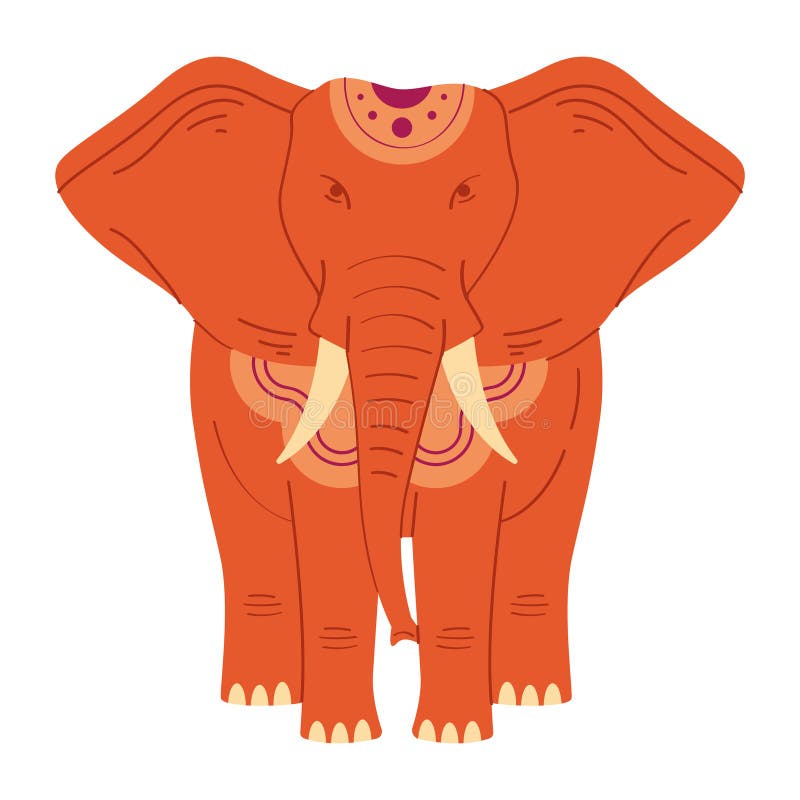 Hindu elephant front view stock vector. Illustration of ornate - 339720084