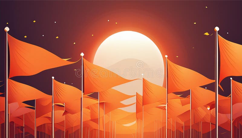 Hindu Flags with Big Withe Sun Graphic Illustration Stock Illustration ...