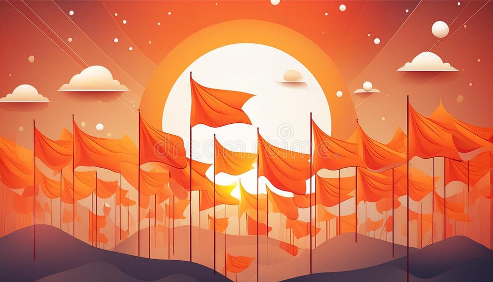 Hindu Flags with Big Withe Sun Graphic Illustration Stock Illustration ...