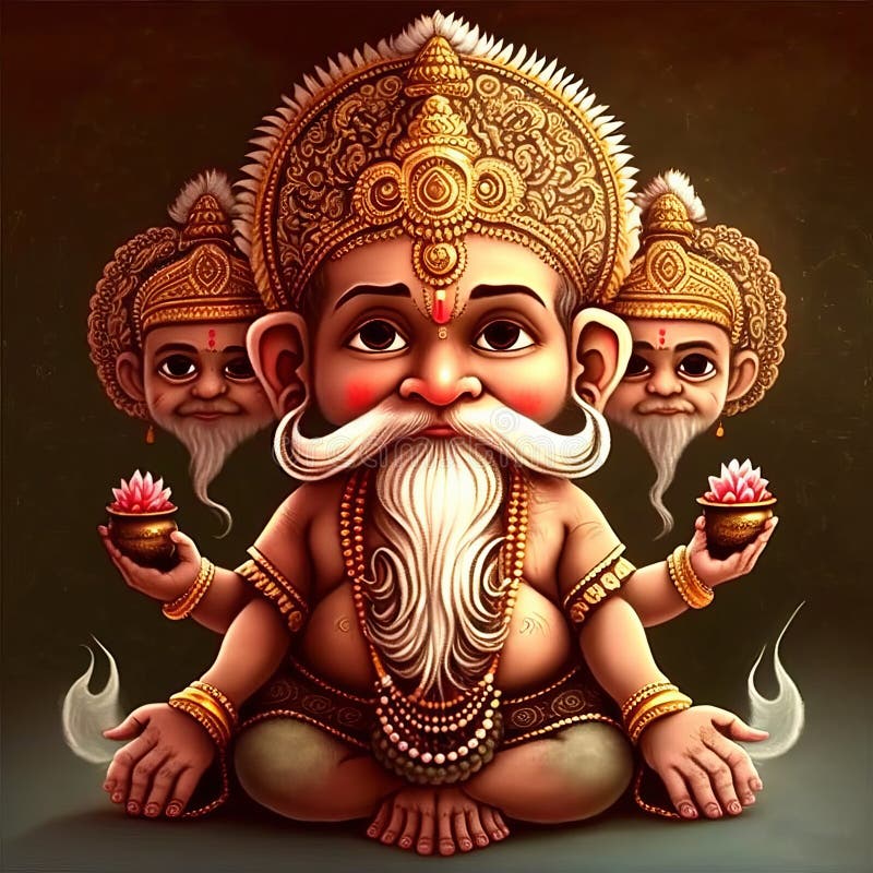 Hindu God Brahma Cute Generative AI Stock Illustration - Illustration ...