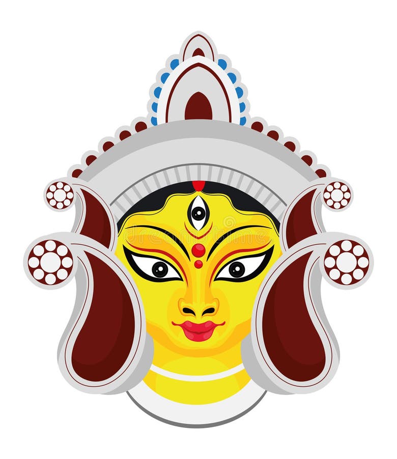 Hindu goddess durga face stock vector. Illustration of hinduism - 330650144