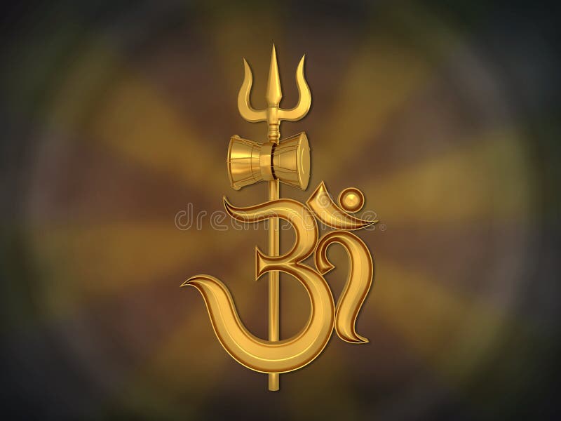 Hindu Om Icon with Trident stock illustration. Illustration of belief ...
