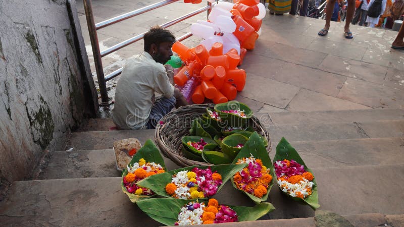 Hindu Ritual of Worship Made by Leaf Editorial Stock Image - Image of ...