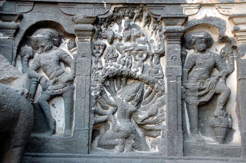 Hindu Sculptures Ellora Caves Stock Image - Image of historic, stone ...
