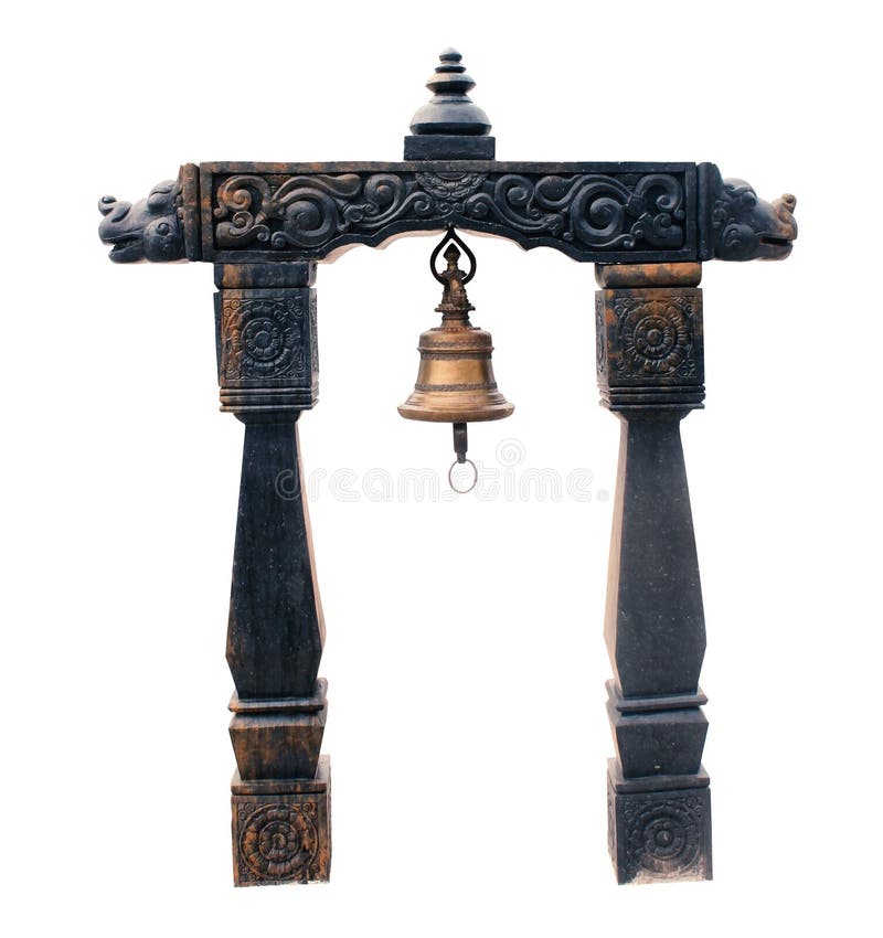 Hindu temple bell stock image. Image of wooden, valley - 71172373