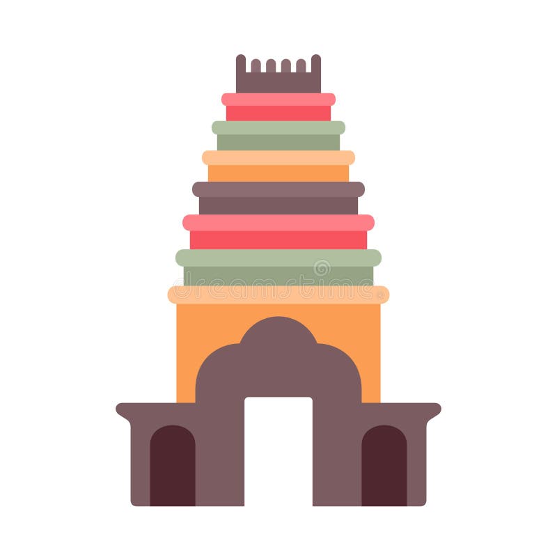 Hindu Temple Flat Style Vector Illustration. Asian Temple. Stock Vector ...