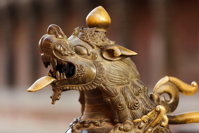 Hindu temple Guardian lion stock image. Image of bhaktapur - 17293359