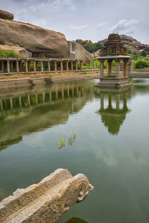The Pushkarni, a Temple Pond at Hampi Stock Image - Image of heritage ...