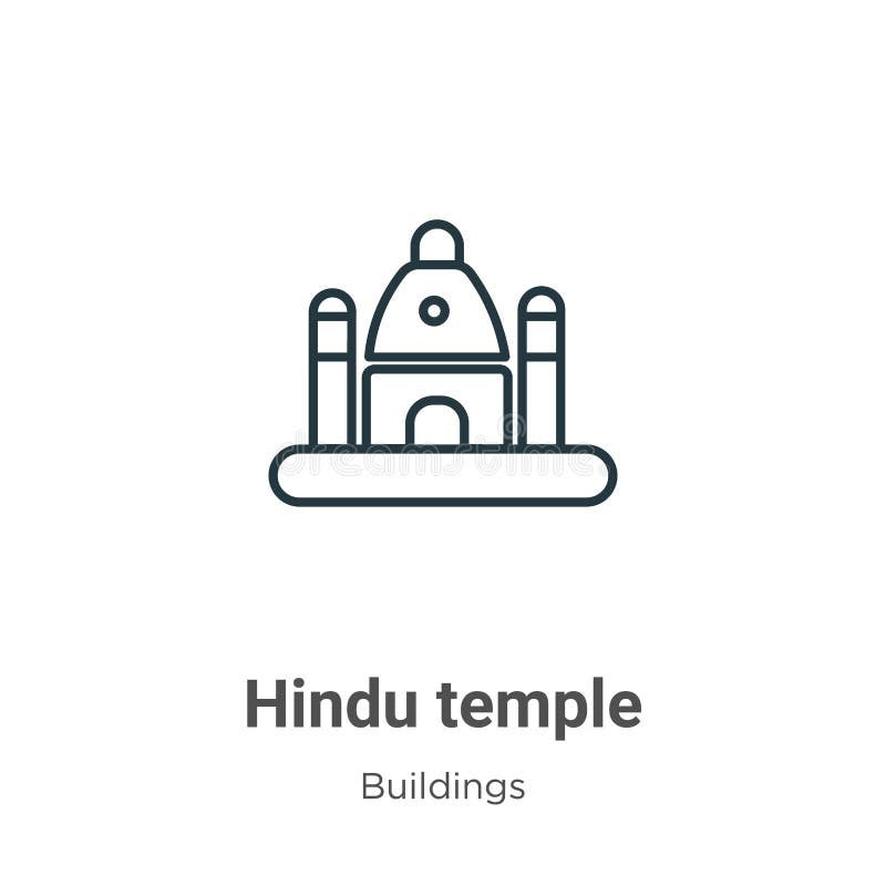 Hindu Temple Outline Vector Icon Thin Line Black Hindu Temple Icon