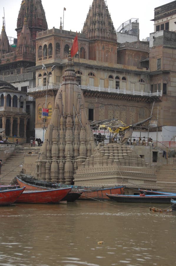 Hindu Temple at Varanasi India Stock Photo - Image of ghat, blessing ...