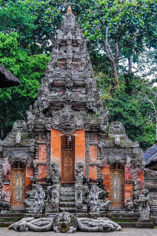 Hindu Temples in Monkey Forest in Ubud, Bali Stock Photo - Image of ...
