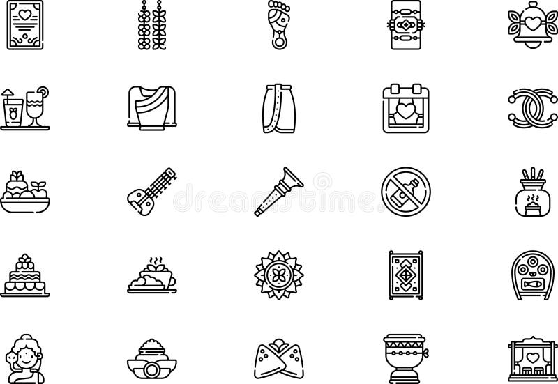 Hindu Wedding Icons Collection is a Vector Illustration with Editable ...