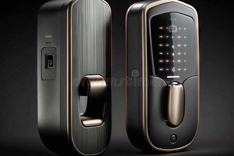 Hinged Door Lock with Fingerprint Sensor, Allowing Access Based on User ...