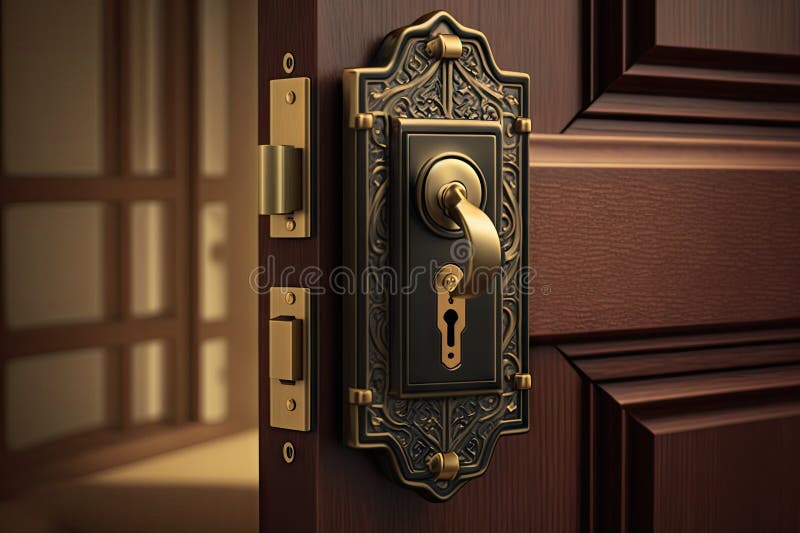 Hinged Door Lock with Keyhole, for Classic and Secure Look Stock ...