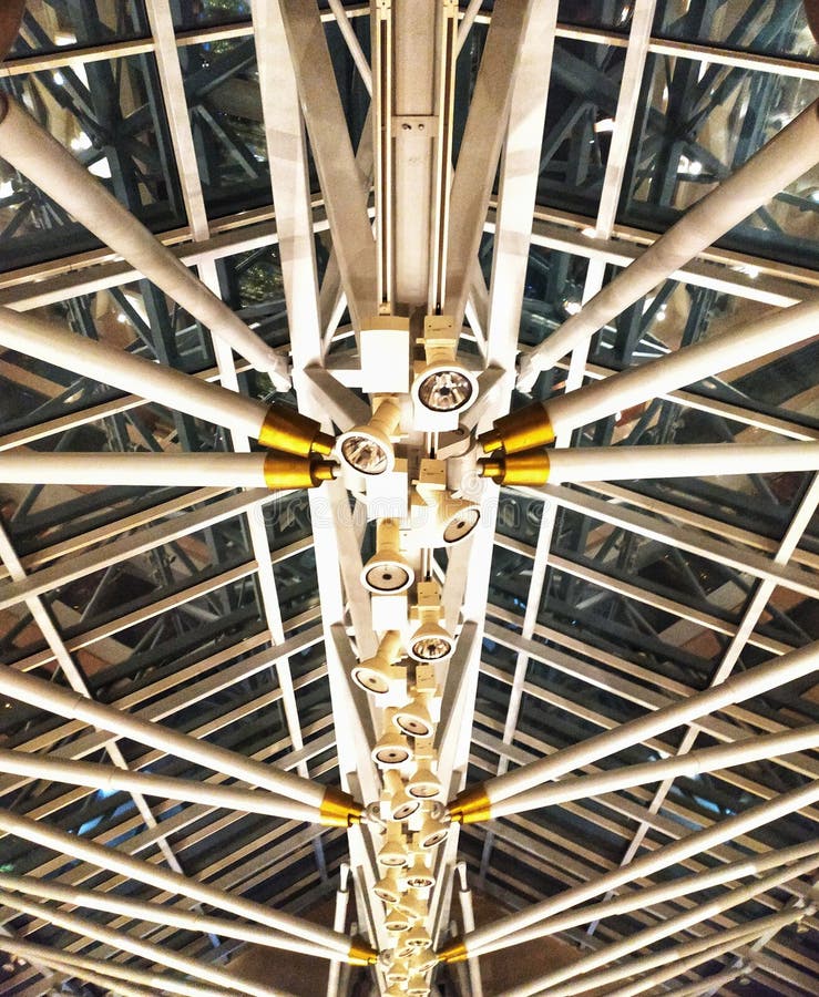 Hinged Metal Structures on the Ceiling Stock Photo - Image of metal ...