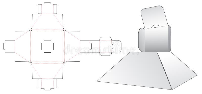 Hinged Pyramid Box Die Cut Template Design Stock Vector - Illustration ...