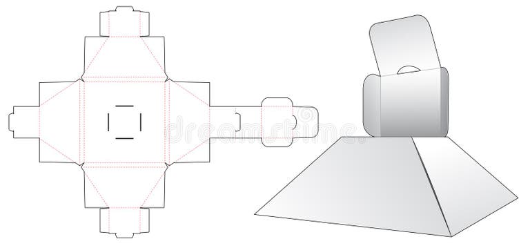 Hinged Pyramid Box Die Cut Template Design Stock Vector - Illustration ...
