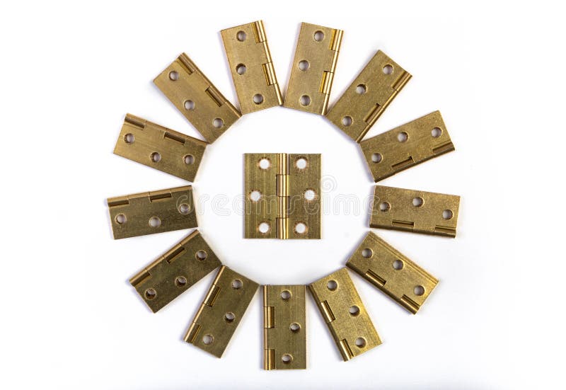 Hinges for Doors. Golden Brass. on White Stock Photo - Image of life ...