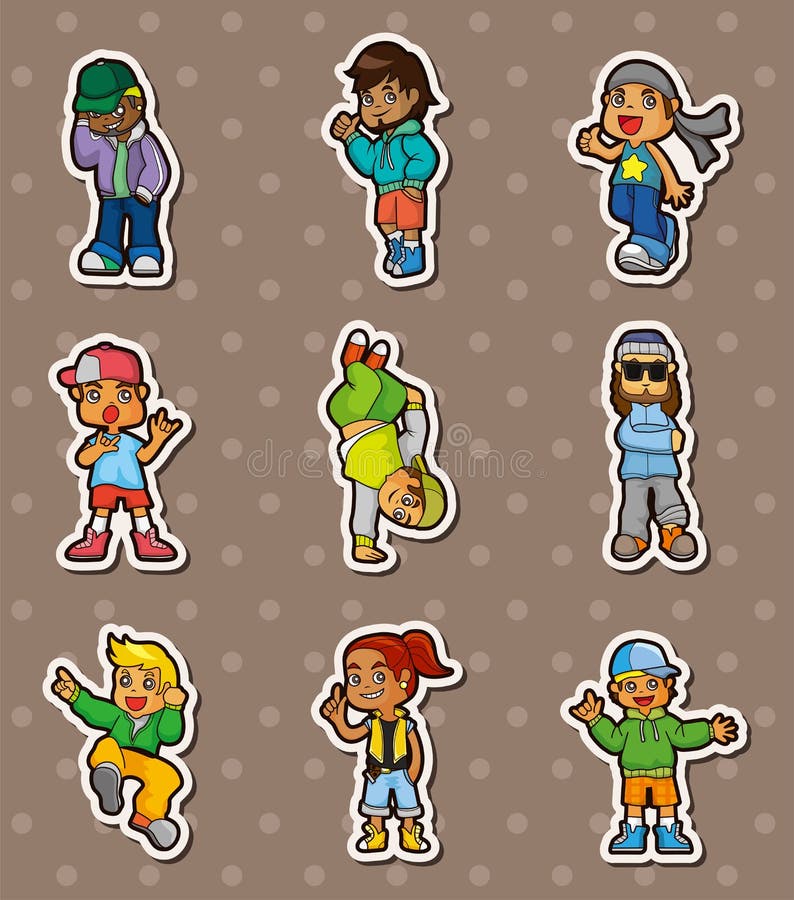 Hip hop boy stickers stock vector. Illustration of bboy - 26230109