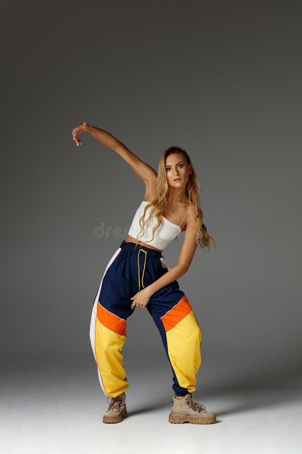Hip Hop Dancer Moving and Jumping in Studio Stock Image - Image of ...
