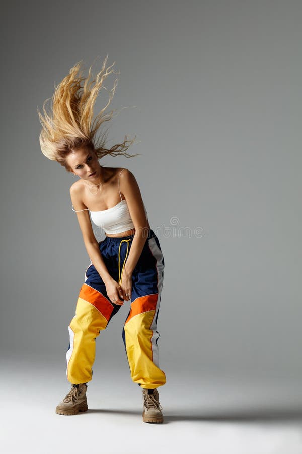 Hip Hop Dancer Moving and Jumping in Studio Stock Image - Image of ...